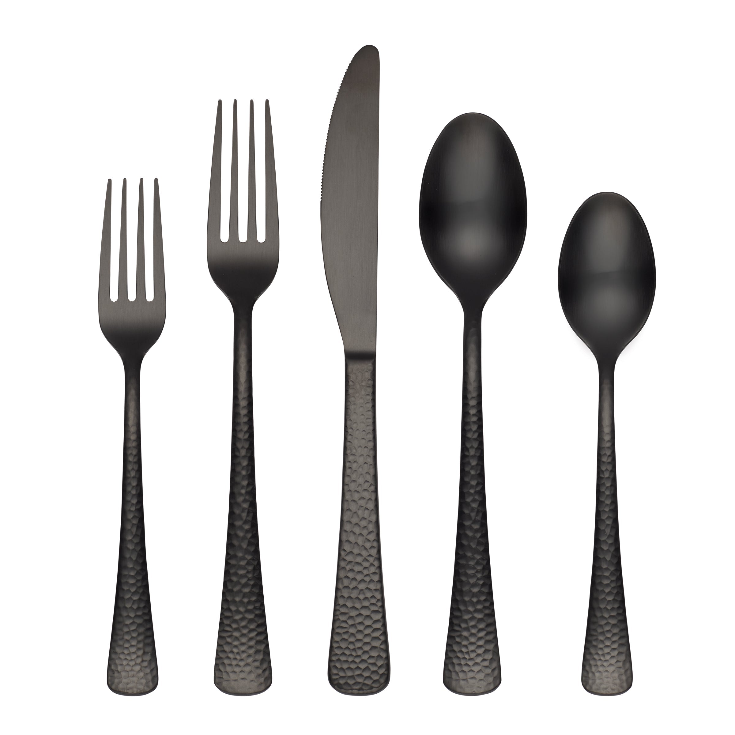 Cambridge Silversmiths Black Satin Brody Hammered 20-Piece Flatware Se ...