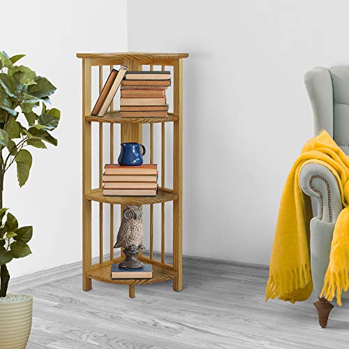 Casual Home 4-Shelf Corner Folding Bookcase, Natural – HomePlace