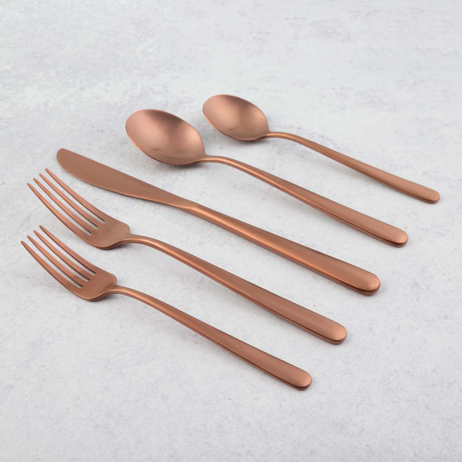 Cambridge Silversmiths Lorenn Copper Satin 20-Piece Flatware Set, Serv ...
