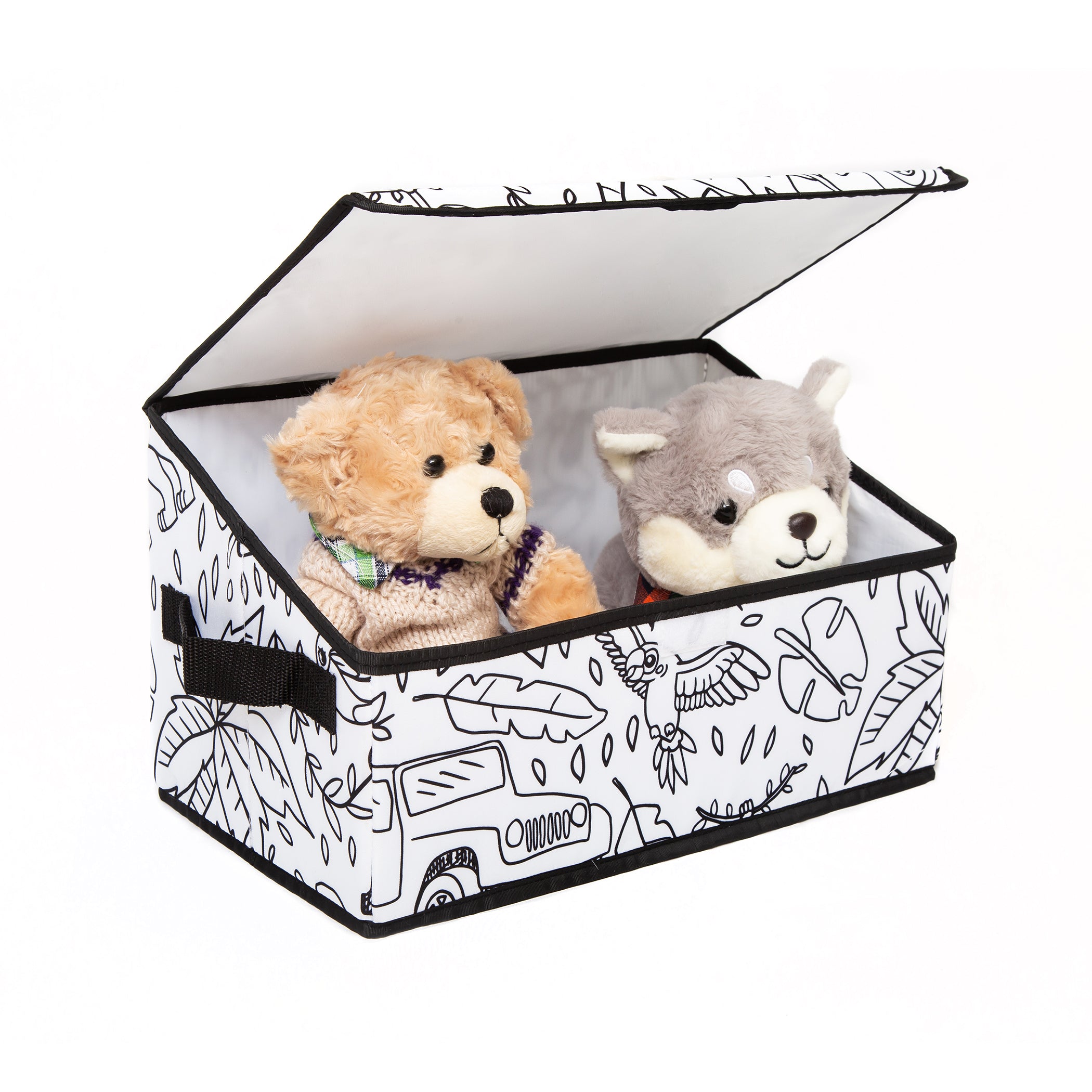 Home Outfitters Kid'S Coloring Lidded Angle Storage Bin W/ 4 Pack Of W ...