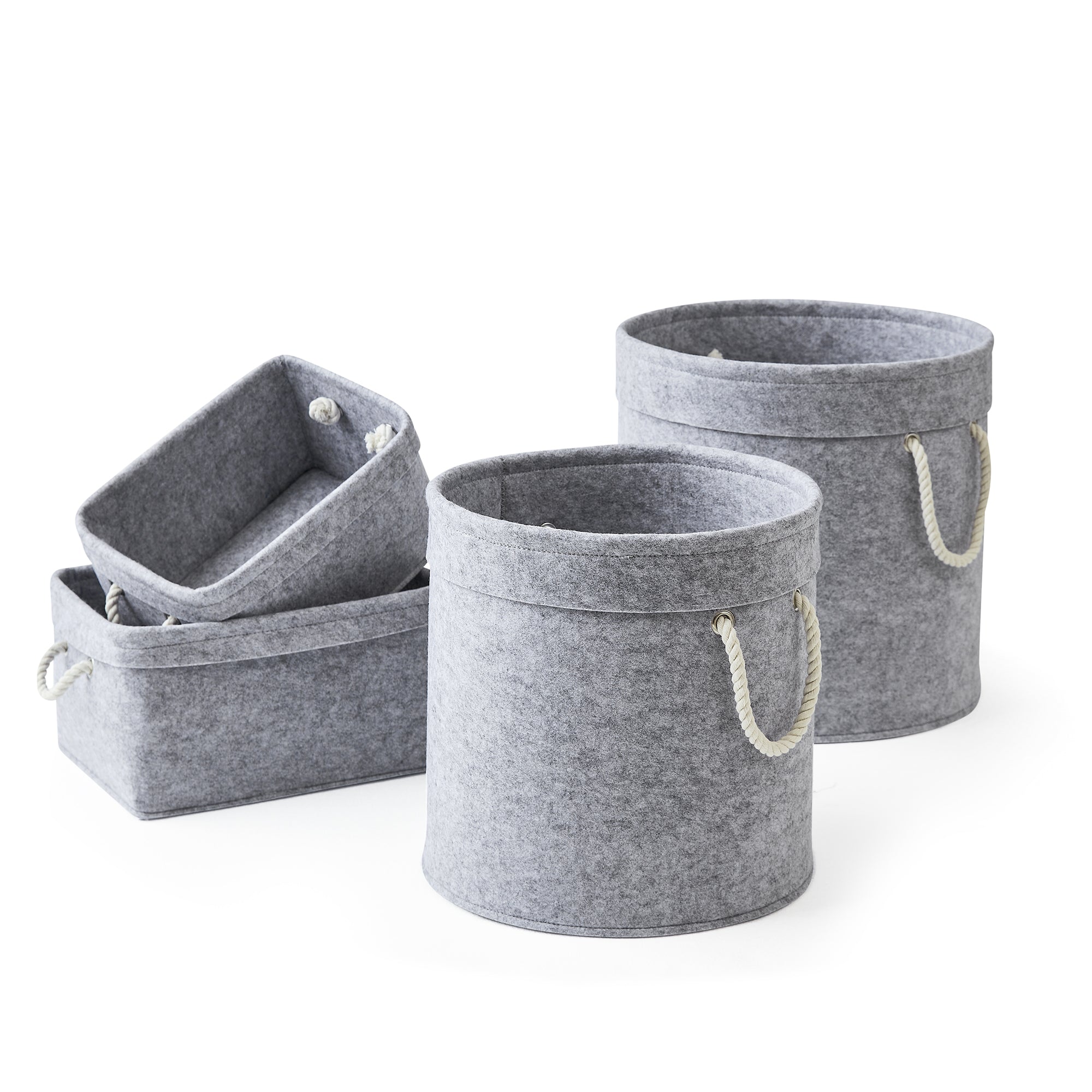 Home Outfitters S/4 Felt Storage W/ Rope Handles, Grey – HomePlace